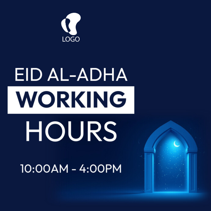Eid Al adha working hours Template | PosterMyWall