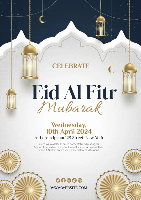 Eid Al Fitr Celebration Day Poster Flyer Template | PosterMyWall