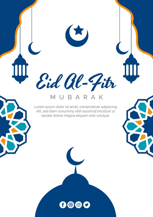 Eid Al Fitr Mubarak Greeting Poster Template | PosterMyWall