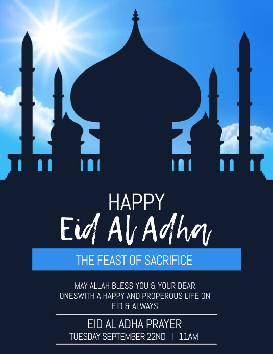 Blue Invitation Eid Flyer Template | PosterMyWall