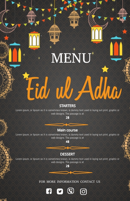 Plantilla de eid menu | PosterMyWall