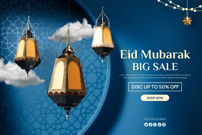 Eid Mubarak Big Sale Poster Banner Template | PosterMyWall