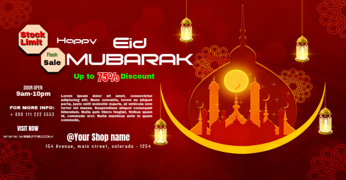 Eid Mubarak Facebook Cover photo Template | PosterMyWall