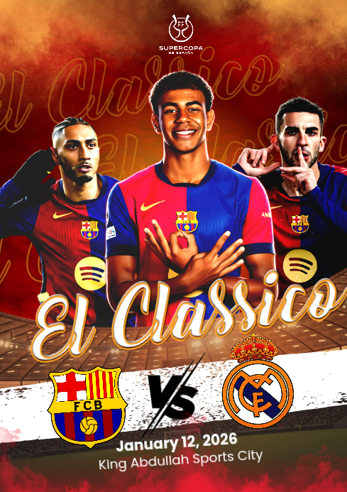 El Clásico Football – Barcelona vs Real Madrid Supercopa de España ...