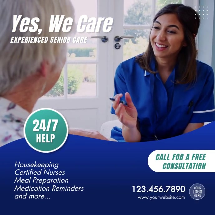 Elderly Home Care Services Video Ad Template | PosterMyWall