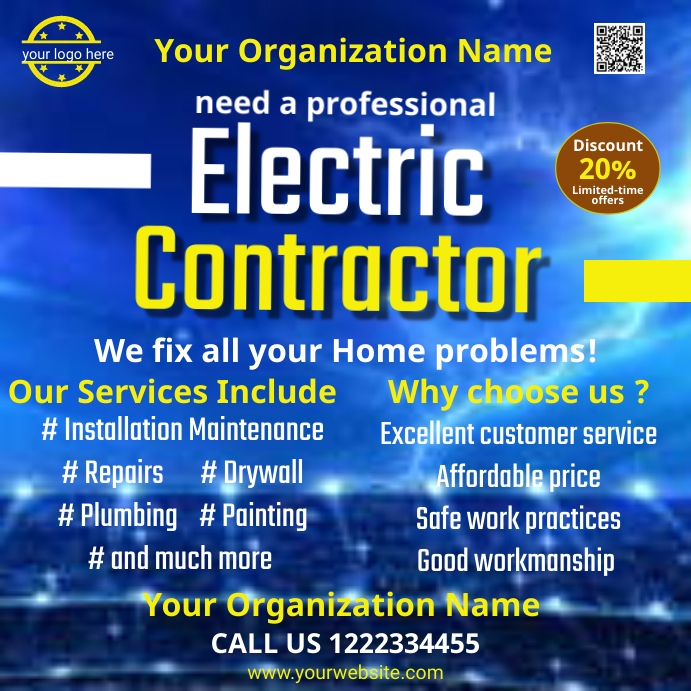 Copy of Electric Contractor Service | PosterMyWall
