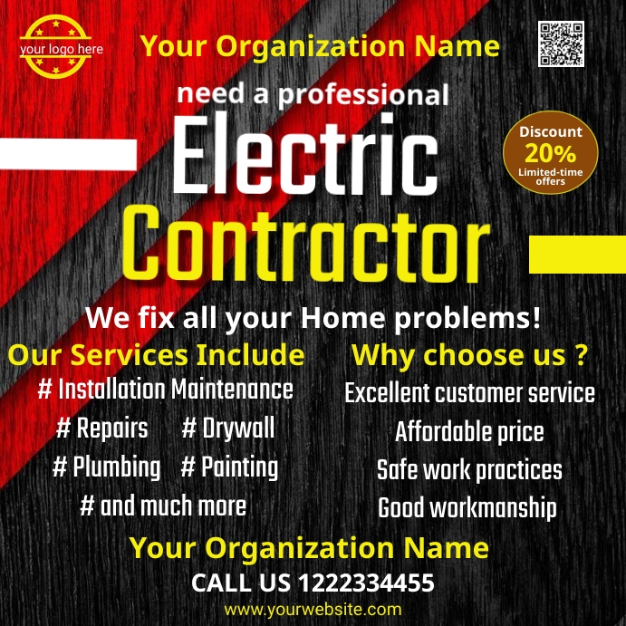 Copy of Electric Contractor Service | PosterMyWall