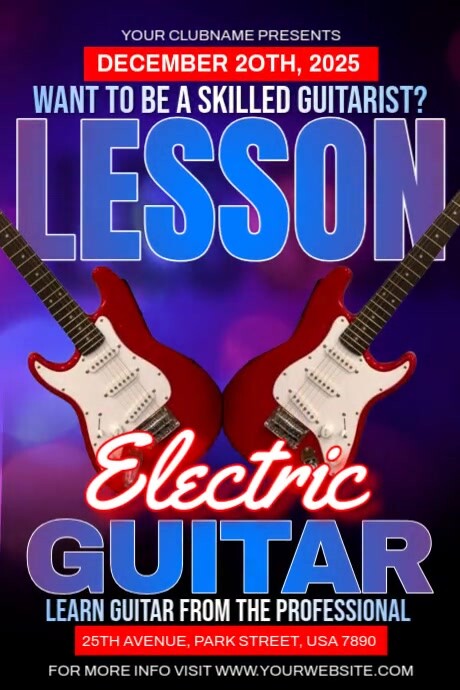 Electric Guitar Lesson Template | PosterMyWall