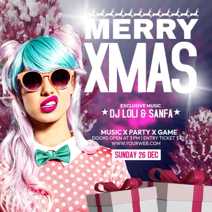 Electric Neon Christmas Party Vibes Template | PosterMyWall