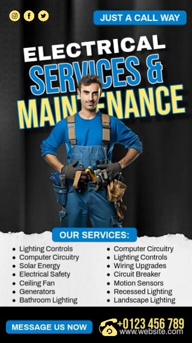 Plantilla de Electrical Services & Maintenance | PosterMyWall