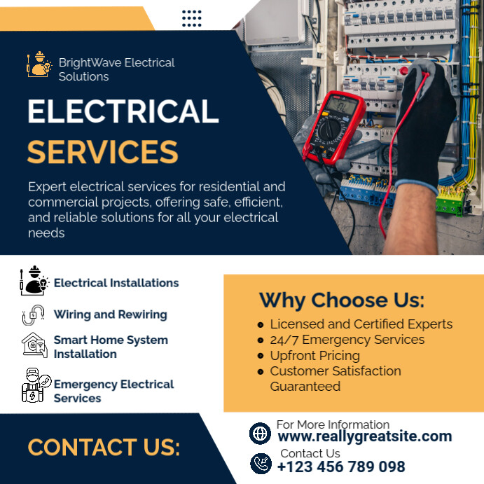 Electrical Services Instagram Post Template | PosterMyWall