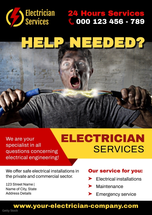 ELECTRICIAN Flyer Poster Templat | PosterMyWall