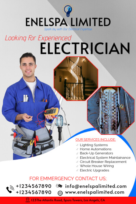 Electrician Professional Services Ad Template | PosterMyWall