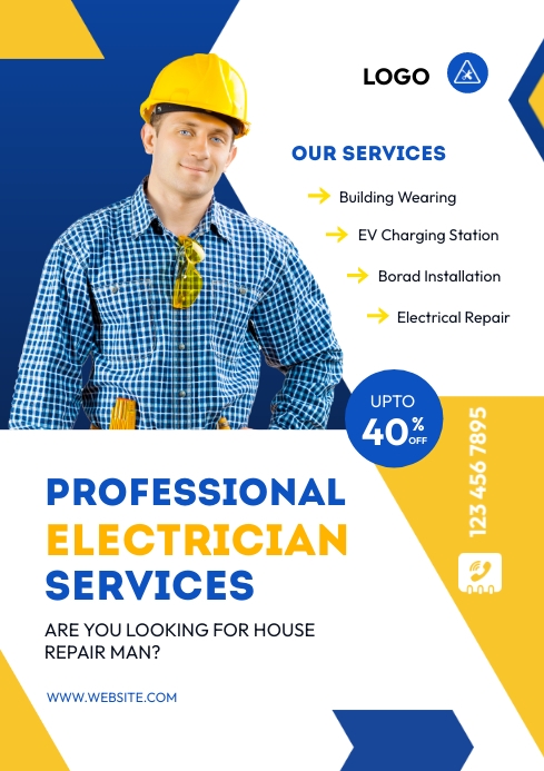 Electrician Service Ad, Flyer, Poster Template | PosterMyWall