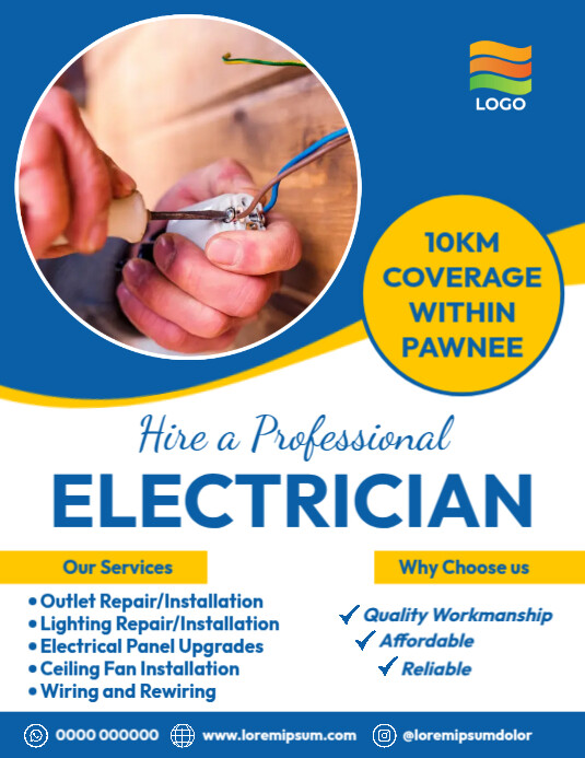 Electrician services poster flyer template | PosterMyWall