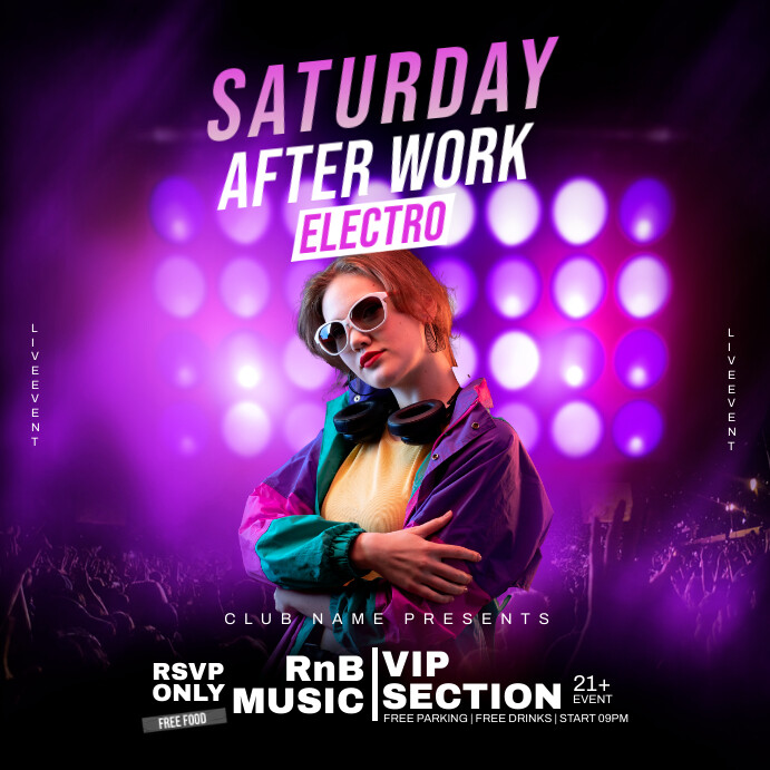 Plantilla de Electro After Work Ads | PosterMyWall