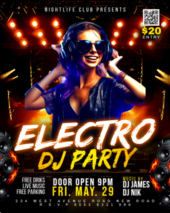 Electro edm electronic beats music dance dj club party social media ...