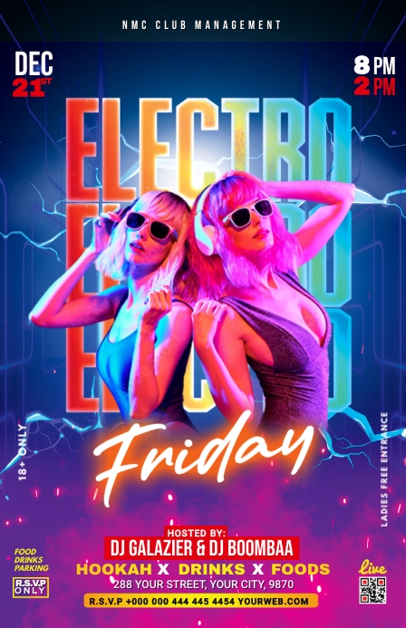 Plantilla de De Fiesta Electro Friday Night de | PosterMyWall