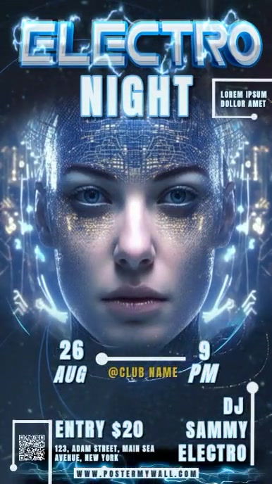 Electro Music Night, Music Night Post Template | PosterMyWall