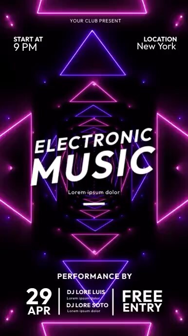 Electro Music Party Template | PosterMyWall