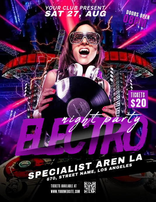 Plantilla de Electro Night Party | PosterMyWall