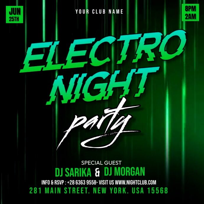 Electro Night Party Template | PosterMyWall