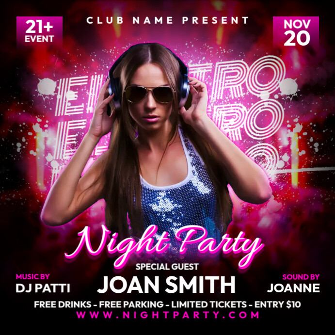 Electro Night Party Template | PosterMyWall