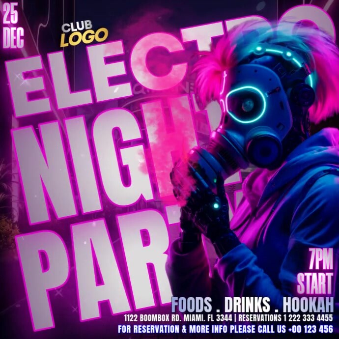 Electro Night Party Template | PosterMyWall