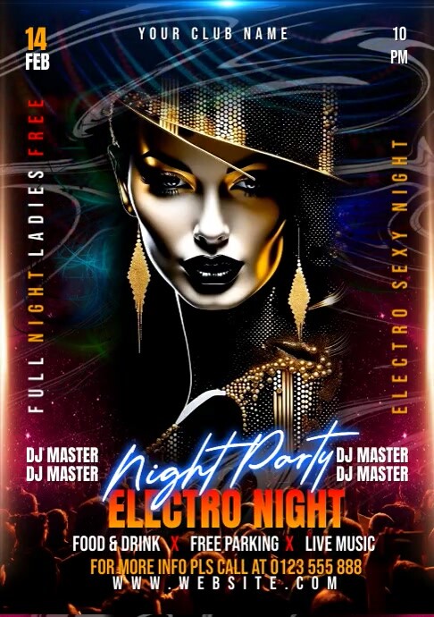 ELECTRO NIGHT PARTY Template | PosterMyWall