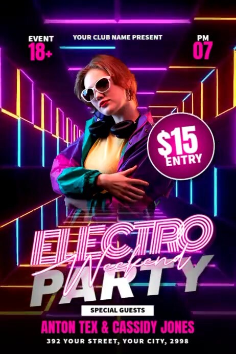 Electro Night Party Template | PosterMyWall