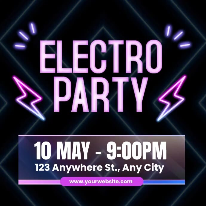 Electro Night Party Template | PosterMyWall