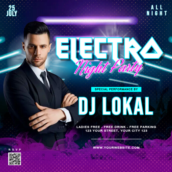 Electro Night Party Template | PosterMyWall