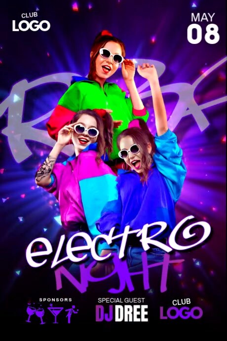 Electro Night Party Video Template | PosterMyWall