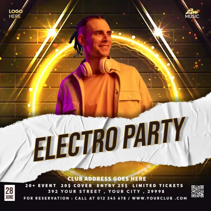 Electro Party Ads Template | PosterMyWall