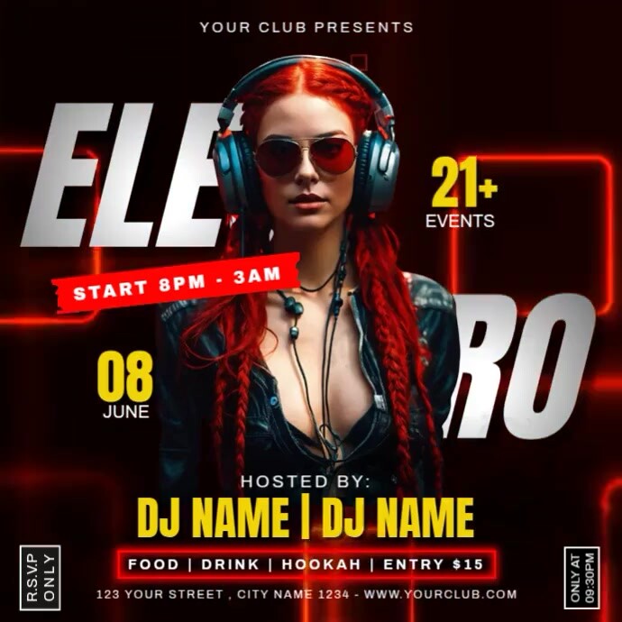 Electro Party Club Template | PosterMyWall