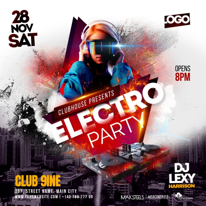 Plantilla de Electro Party Party | PosterMyWall