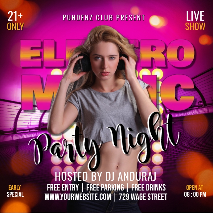 Electro Party Night Music Template | PosterMyWall