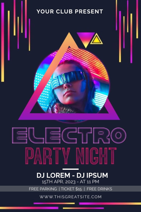 Electro Party Night Poster Template | PosterMyWall