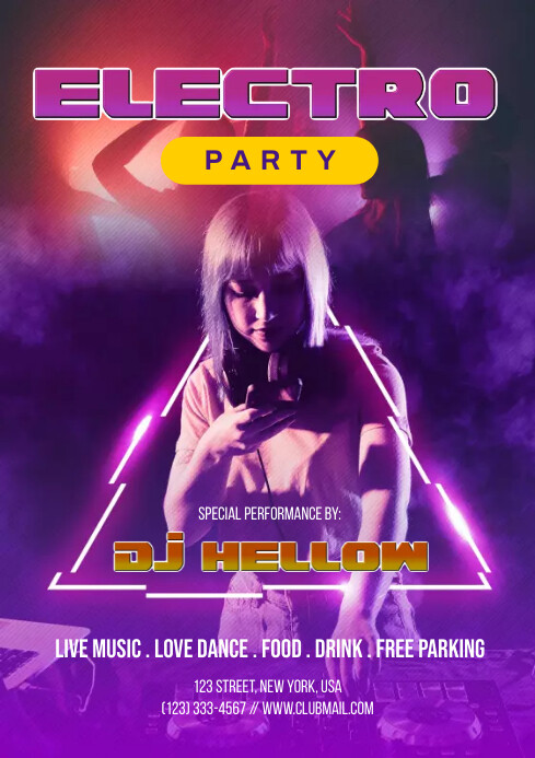 Electro Party Poster Flyer Template | PosterMyWall
