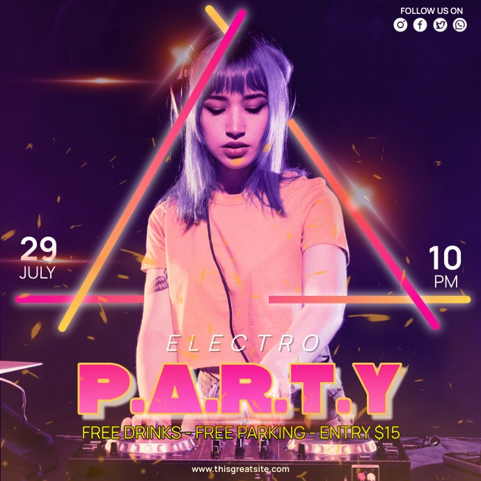 Electro Party Template | PosterMyWall
