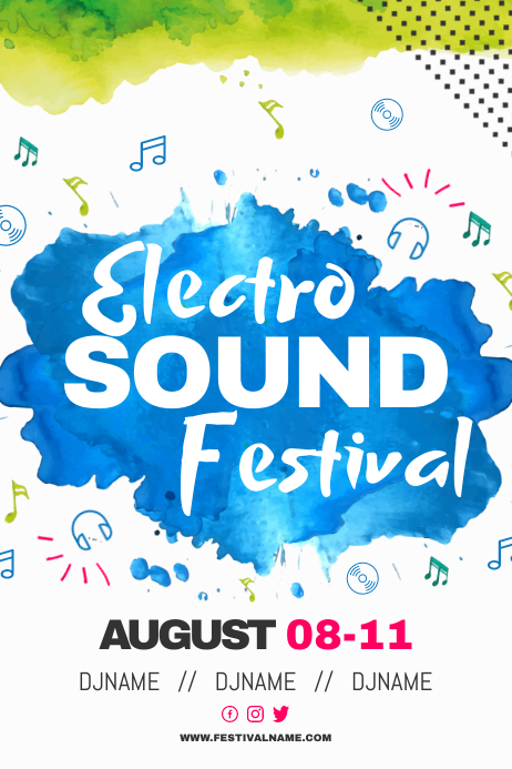 Electro Sound Festival Poster Template | PosterMyWall