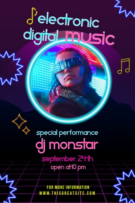 Electronic Digital Music Glow Template | PosterMyWall