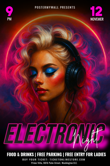 Electronic Night Poster Template | PosterMyWall