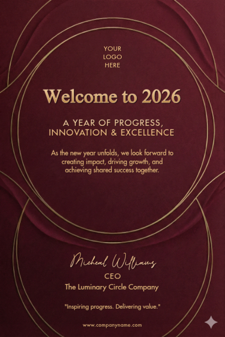 Elegant 2026 New Year Greeting Poster – Abundance & Success Theme ...