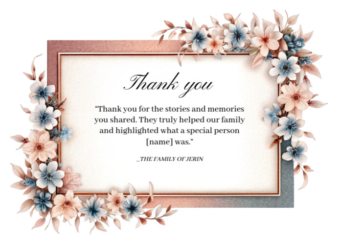 Elegant 3d floral frame for thank you card Template | PosterMyWall