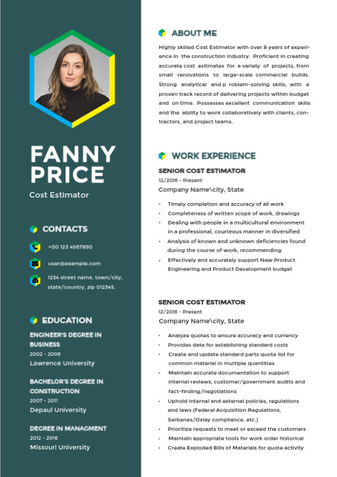 Plantilla de Elegant And Creative Resume Template | PosterMyWall