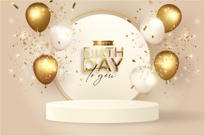 Elegant birthday background with podium Template | PosterMyWall