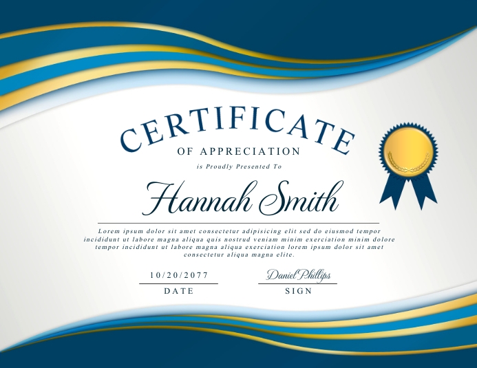 Elegant Blue & Gold Certificate Award Flyer Template | PosterMyWall