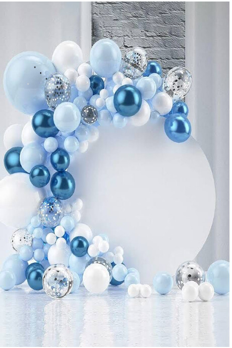 Copy of Elegant blue and white balloon Arch backdrop | PosterMyWall