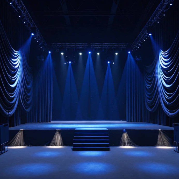 Elegant Blue Stage Set Up Instagram Post Template | PosterMyWall